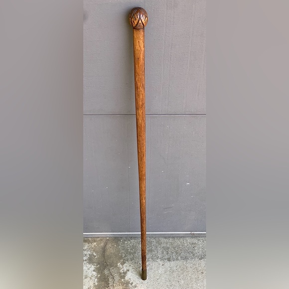 Art | Antique Artisan Hand Crafted Chestnut Ball Pommel Walnut Walking ...